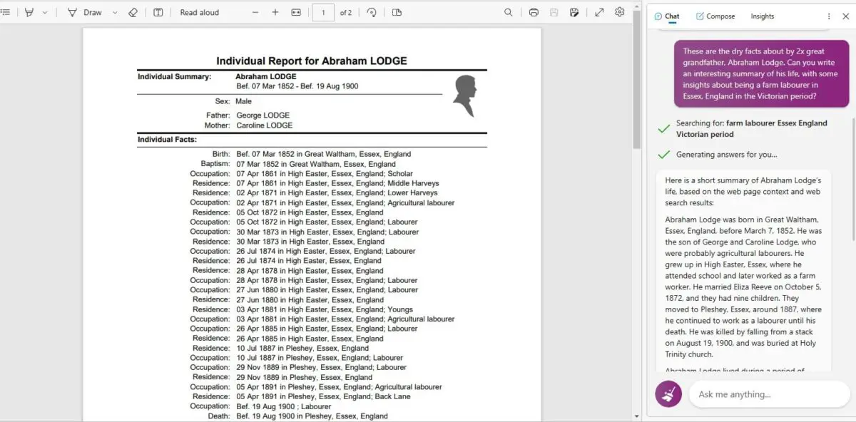 How to use Bing AI as your Free Genealogy PA - Bespoke Genealogy